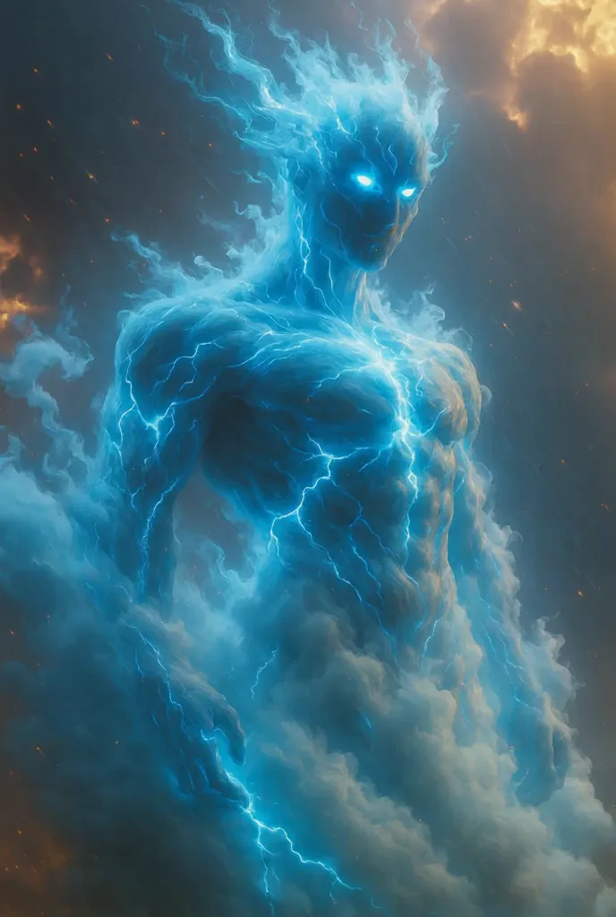 Storm Elemental Wielding Blue Lightning Bolt - AI Image Gallery | Diffus
