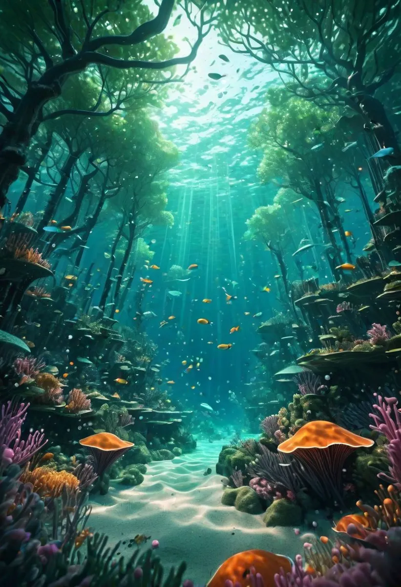 Underwater Forest: Sunlit Sea Trees and Marine Life - AI Image Gallery ...