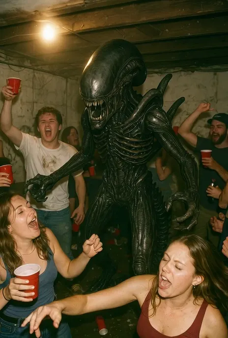 Alien Having Fun at a Party - AI Image Gallery | Diffus