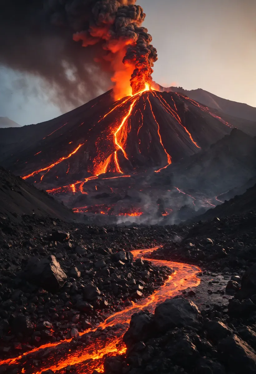 Volcanic Eruption with Flowing Lava | Diffus