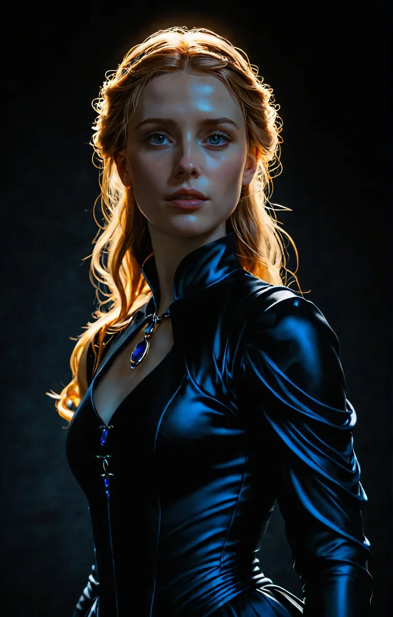 Medieval Fantasy Portrait with Navy Blue Light | Diffus