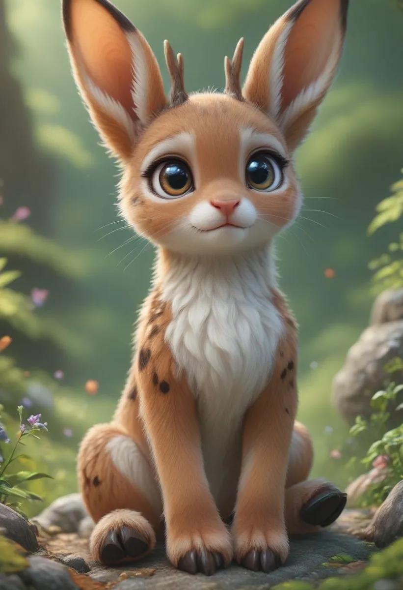 Realistic Cute Rabbit Deer Hybrid in Lush Forest - AI Image Gallery ...