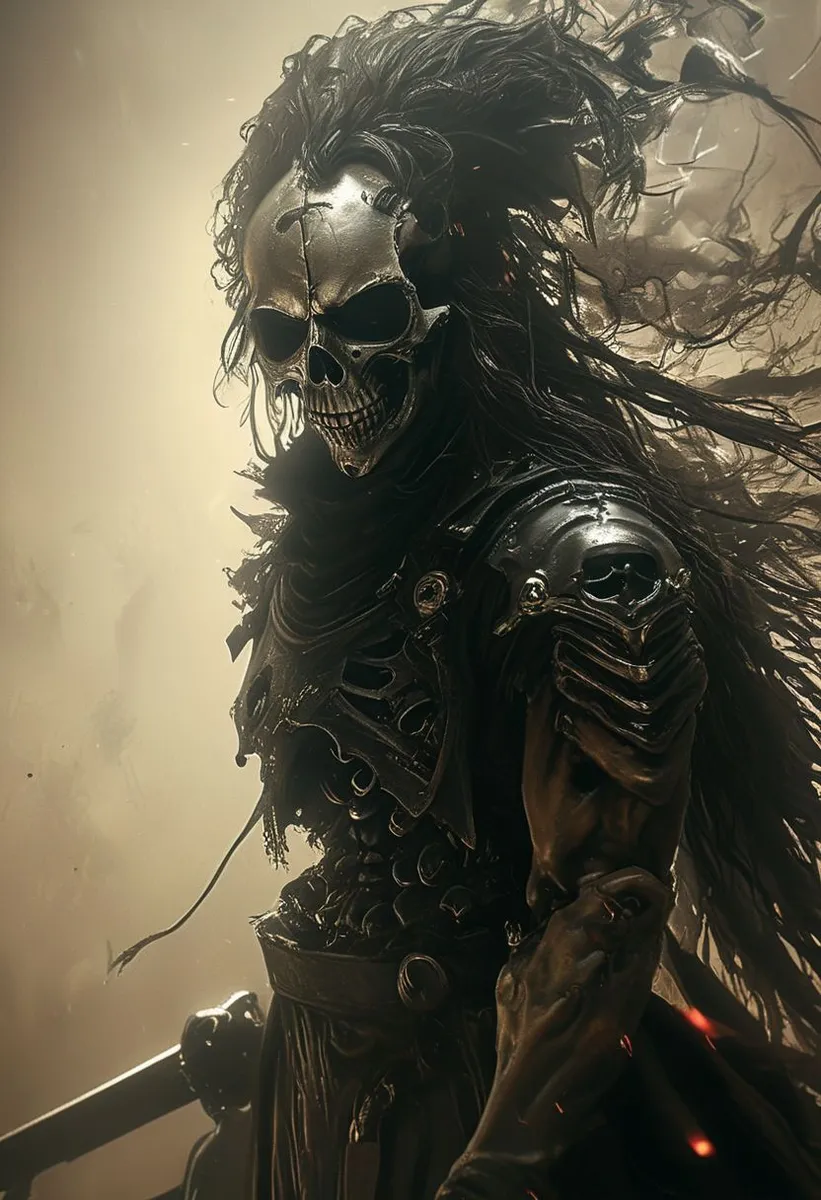 Cyborg Samurai Skeleton Assassin in Black Leather Jacket - AI Image ...