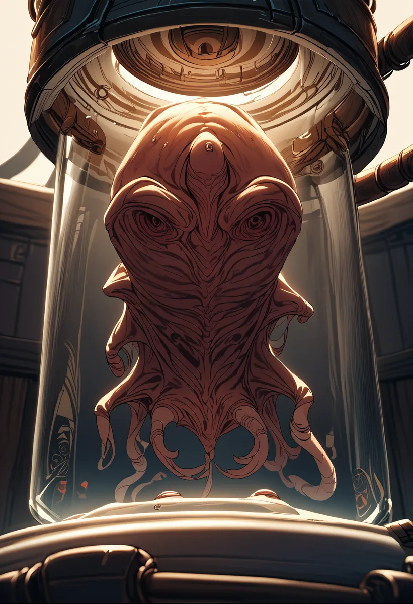 Stasis Tank Close-Up of Floating Alien Monster - AI Image Gallery | Diffus