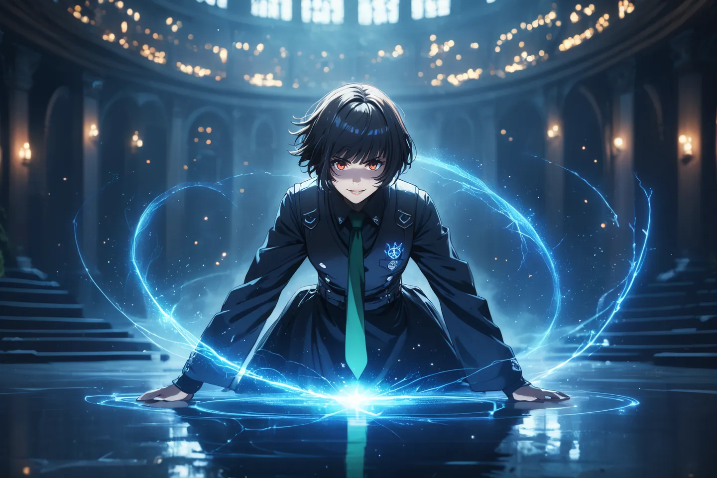 Magic Casting Male with Black Hair in Fighting Stance - AI Image ...