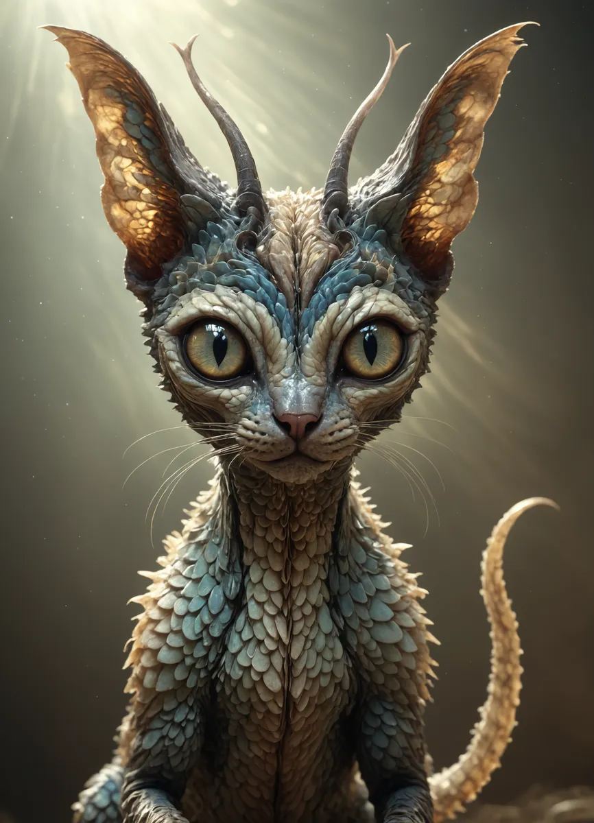 Felino Extraterrestre com Cauda Bífida Escamada - Galeria de Imagens AI ...