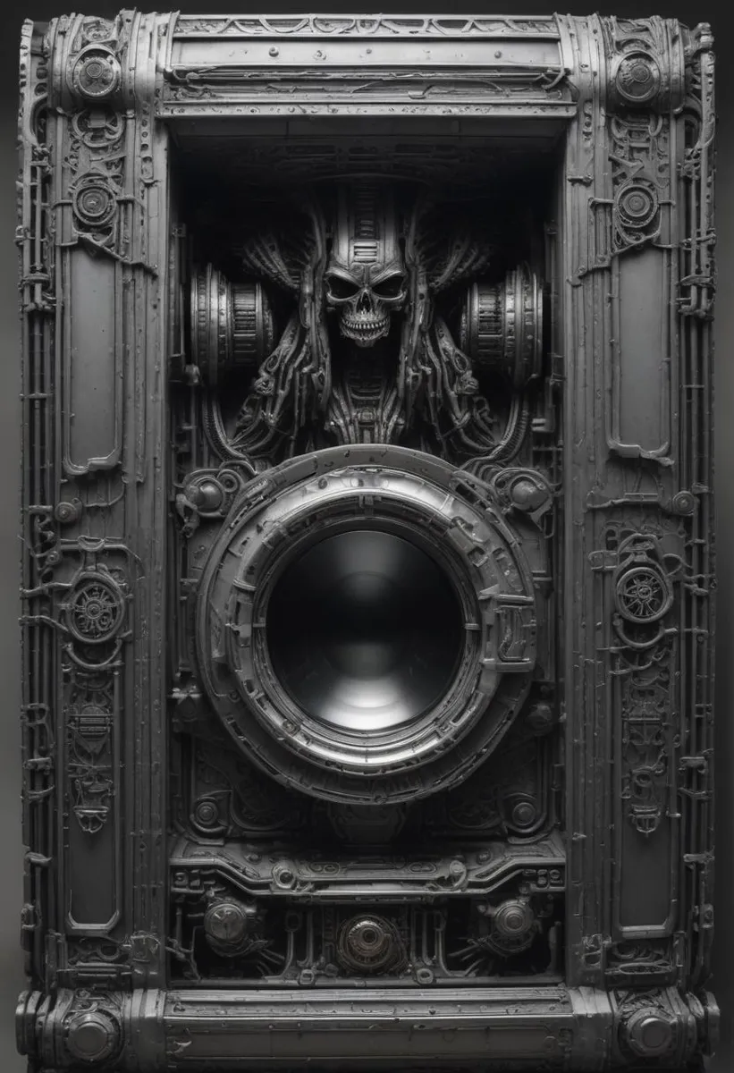 Giger Style Detailed Washing Machine with Skull Motif - AI Image ...