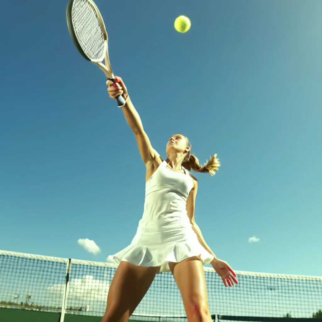 Tennis Player Hitting Ball in Dramatic Pose - AI Image Gallery | Diffus
