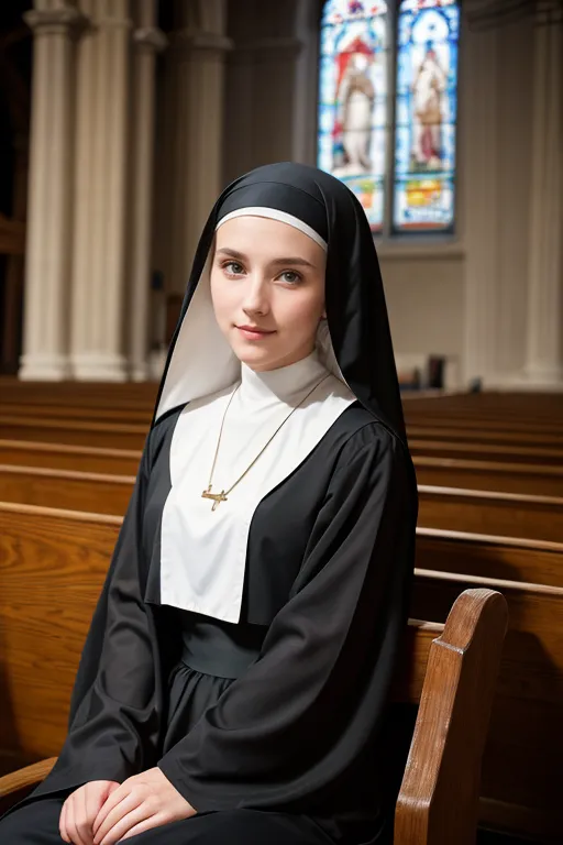 Retrato de monja con collar de cruz en iglesia - Galería de imágenes AI ...