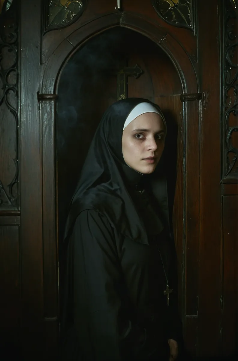 Nun in Gothic Confessional Booth with Chiaroscuro - AI Image Gallery ...