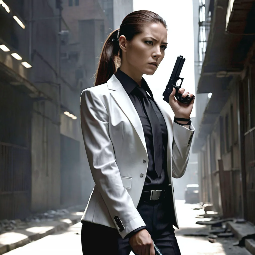 Espía Femenina en Escena de Película de Acción con Pistola Silenciada - Galería de Imágenes AI ...