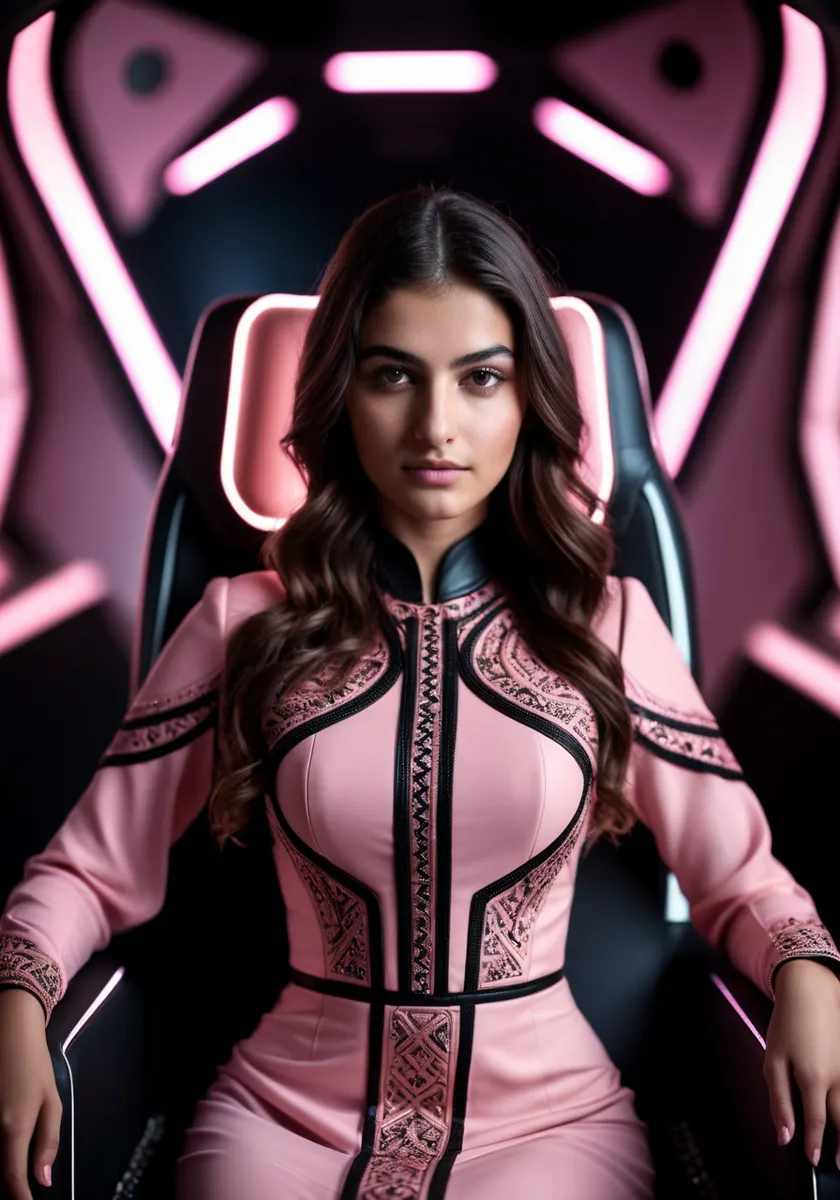 Futuristic Millennial Pink Dress on High-Tech Throne - AI Image Gallery ...