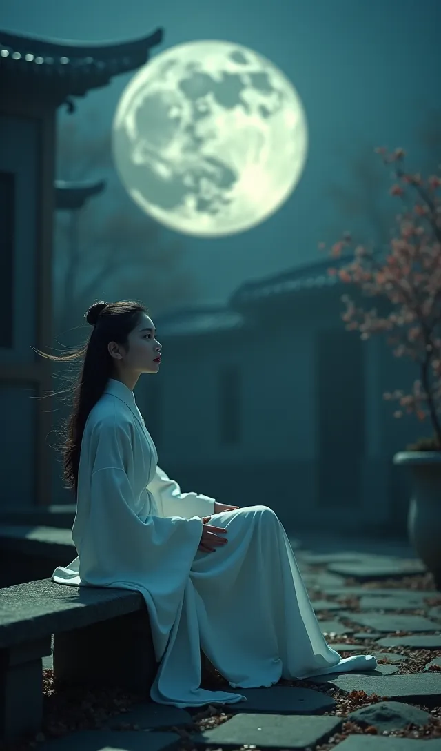 Hanfu Woman in Moonlight on Autumn Night - AI Image Gallery | Diffus