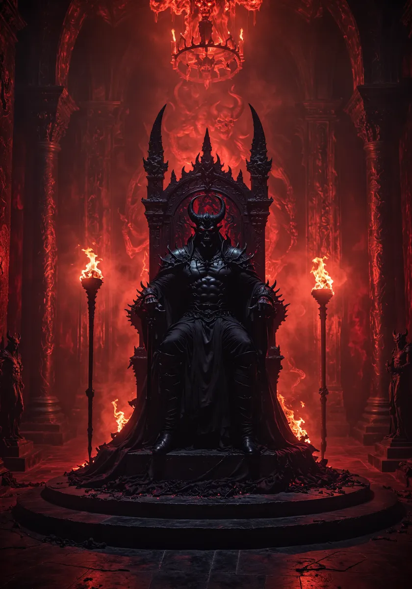 Demon King on Obsidian Throne in Hellfire - AI Image Gallery | Diffus