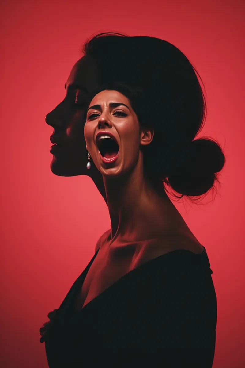 Double Exposure Woman with Screaming Expression - AI Image Gallery | Diffus