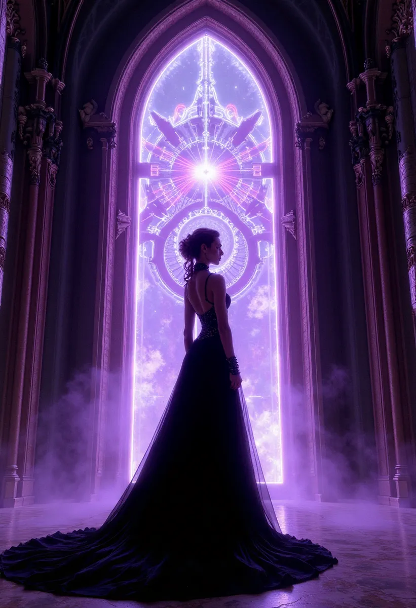 Neo-Cyber Gothic Woman Backlit by Mechanical Gate - AI Image Gallery ...