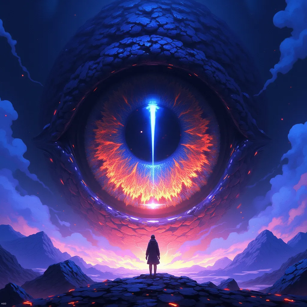 Colossal Eye of Alien Creature in Fantastical Landscape - AI Image ...