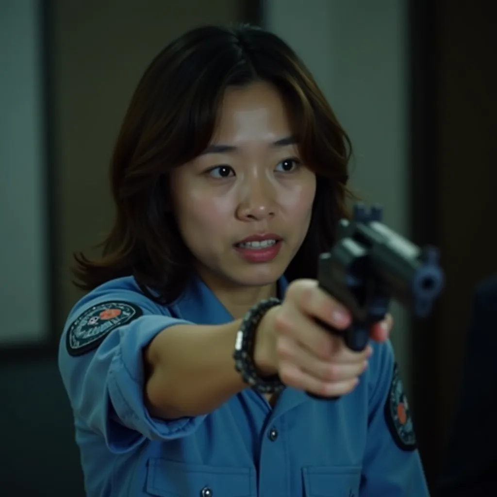 0.44 Magnum Revolver Woman in Blue Police Uniform - AI Image Gallery ...