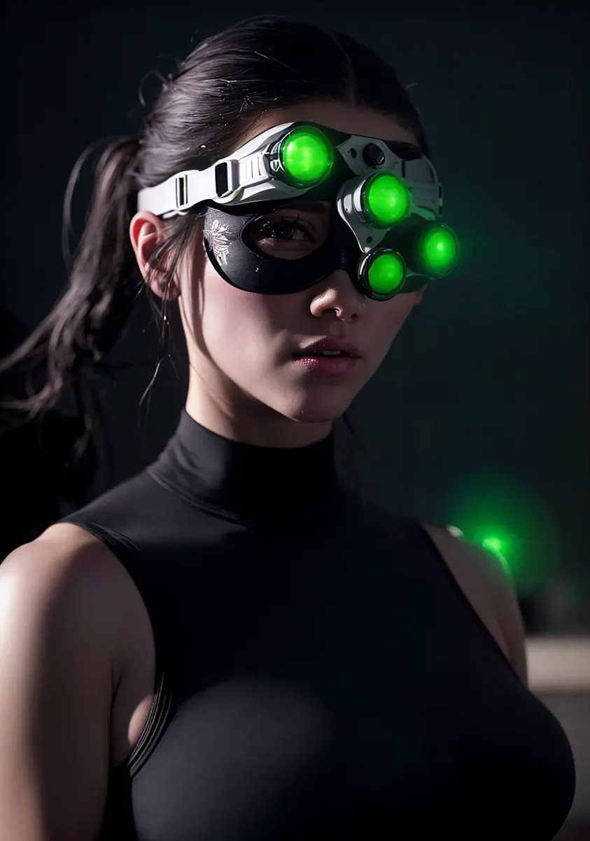 Night Vision Goggles Woman Portrait with Glowing Eyes - AI Image ...