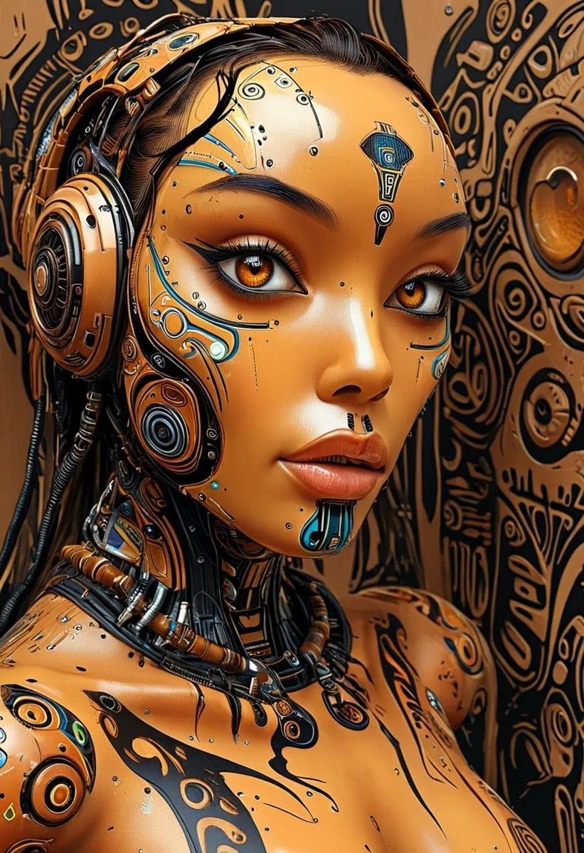 Futuristic Robot-Maori-Girl With Intricate Technoid Design - AI Image ...
