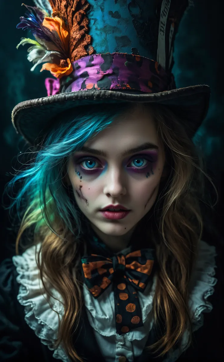 Mad Hatter Portrait in Vivid Creepy Colors - AI Image Gallery | Diffus