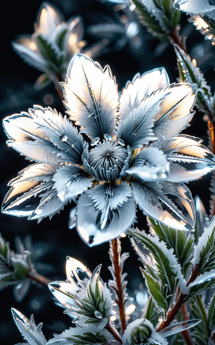 Ice Flower Close-Up with Frosted Crystal Details - AI Image Gallery ...