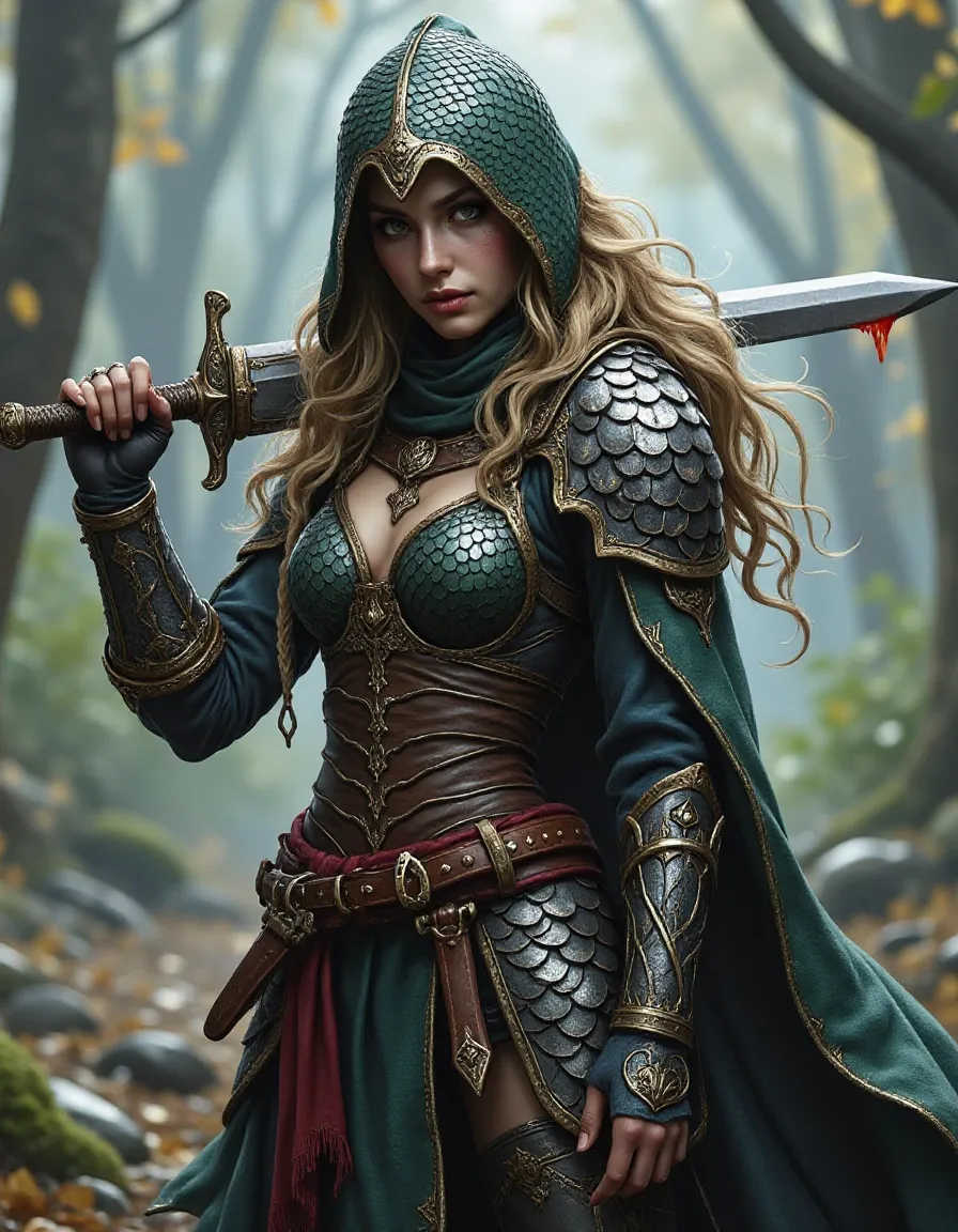 Rogue in Scale Armor with Poisoned Dagger - AI Image Gallery | Diffus