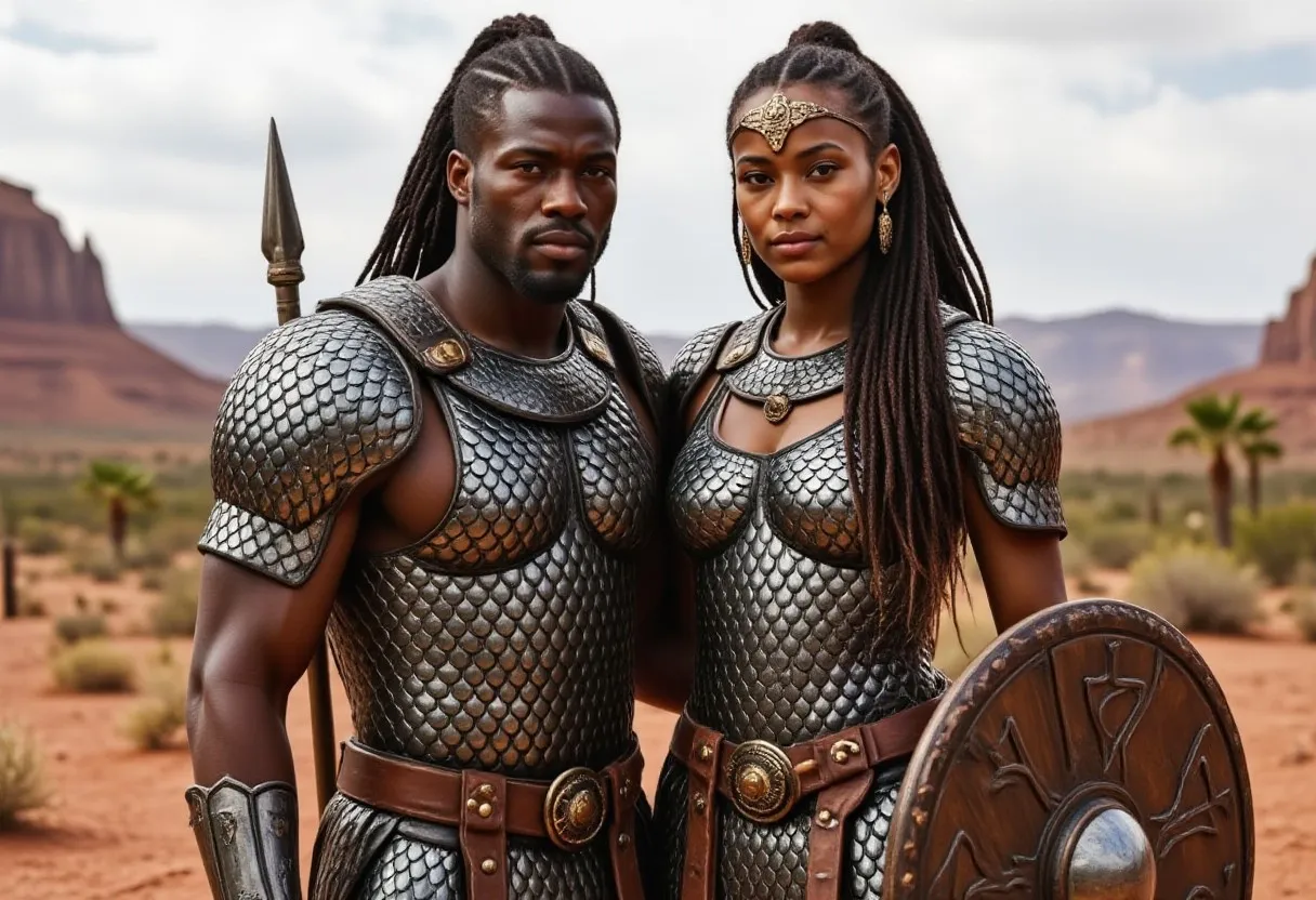Metallic Snake Scale Armor on Interracial Couple - AI Image Gallery ...