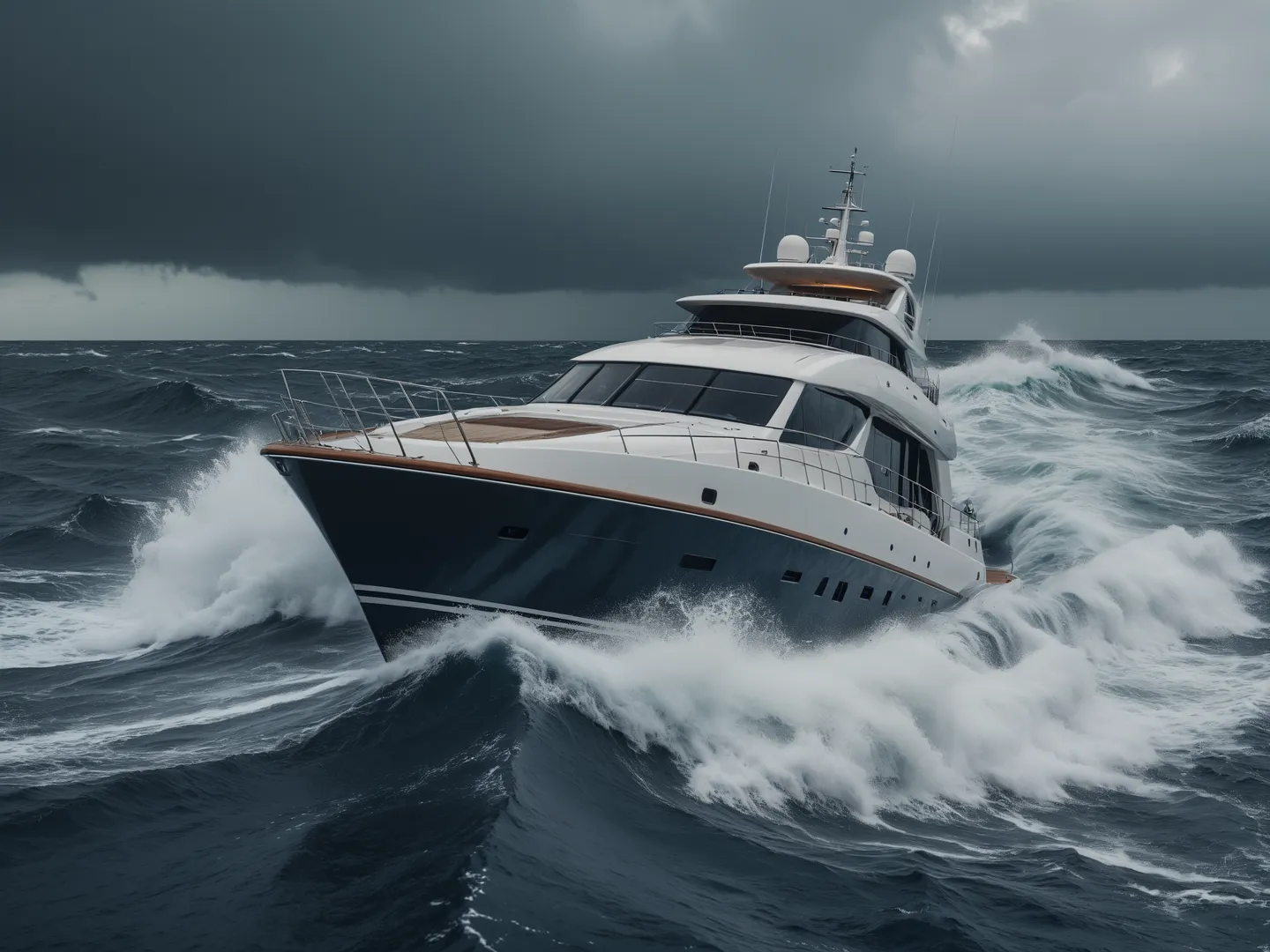 Luxury Yacht Sailing Through Rough Waves | Diffus
