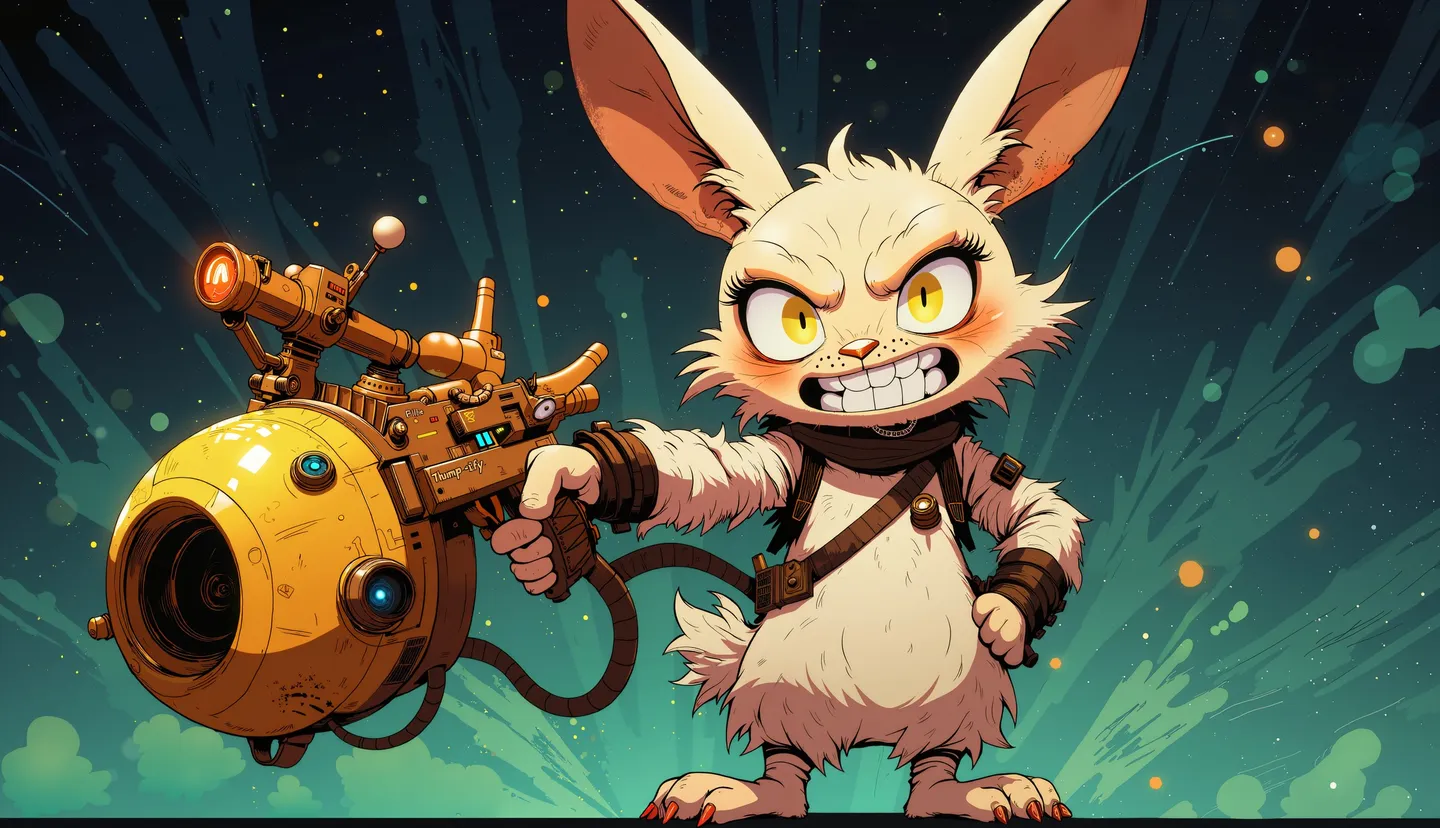 Cartoon Rabbit with Giant Space Blaster - AI Image Gallery | Diffus