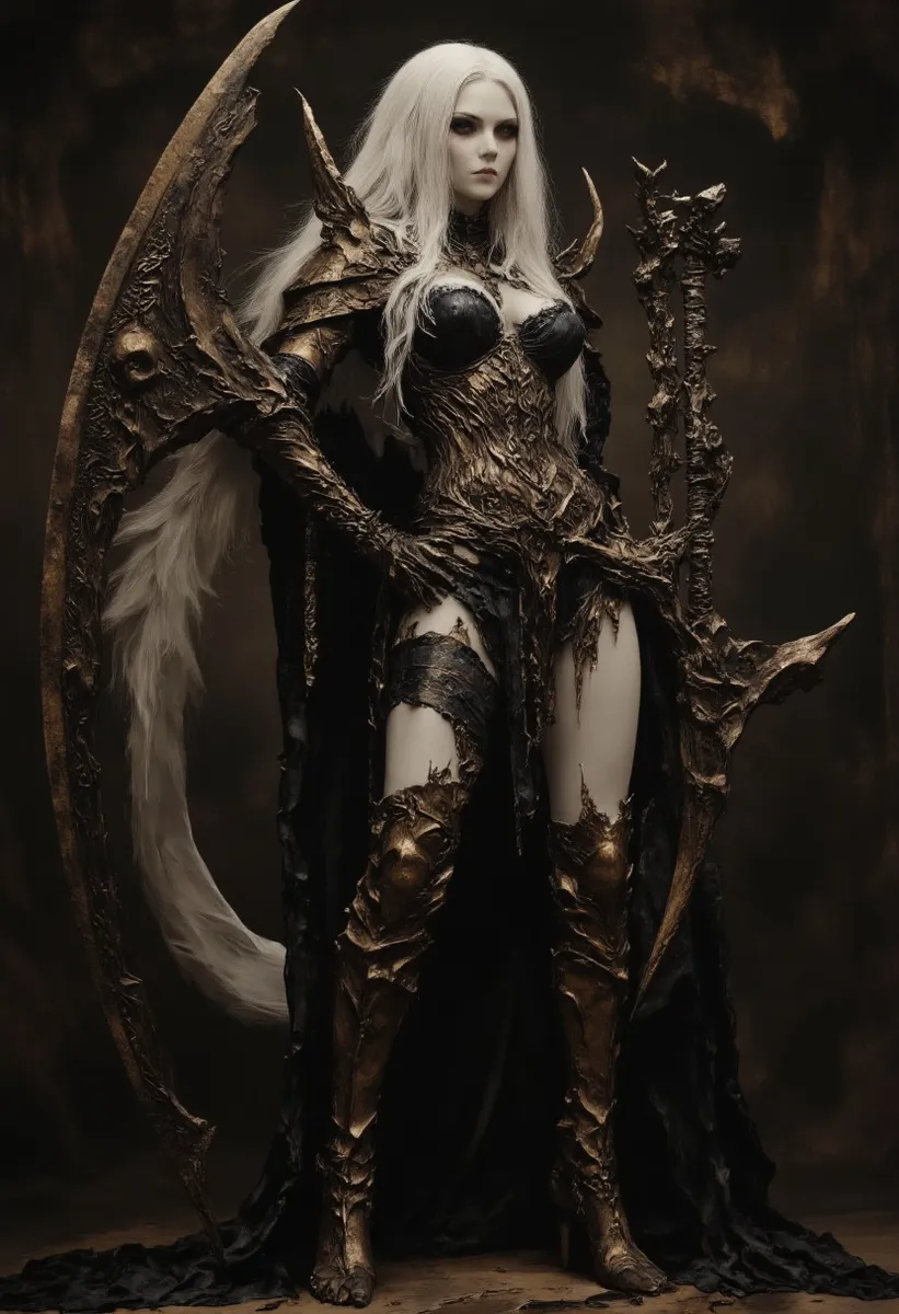 Dark Fantasy Ethereal Warrior in Ornate Armor | Diffus