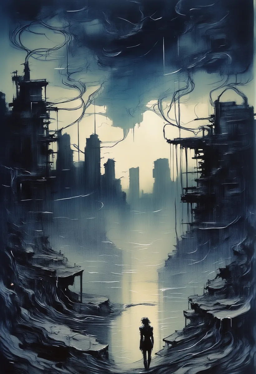 Futuristic Cityscape with Cyborg in Moebius Style - AI Image Gallery ...