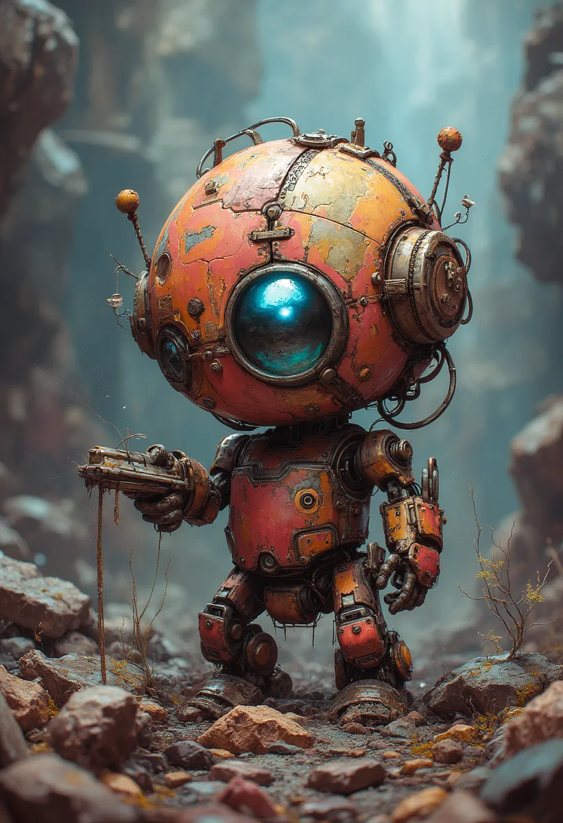 Rusted Robot Hunting Scrap in Futuristic Junkyard - AI Image Gallery ...