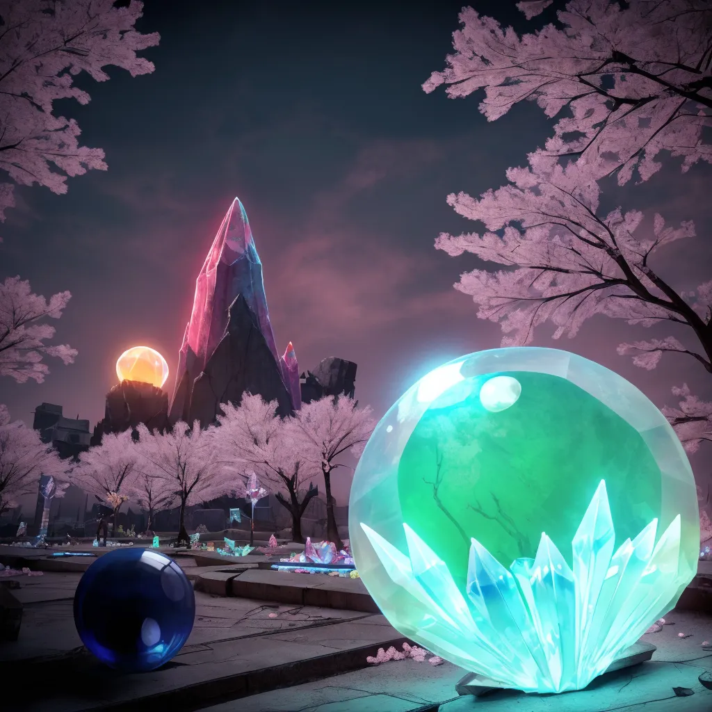 Crystal Ball with Cherry Blossom and Apocalyptic City | Diffus