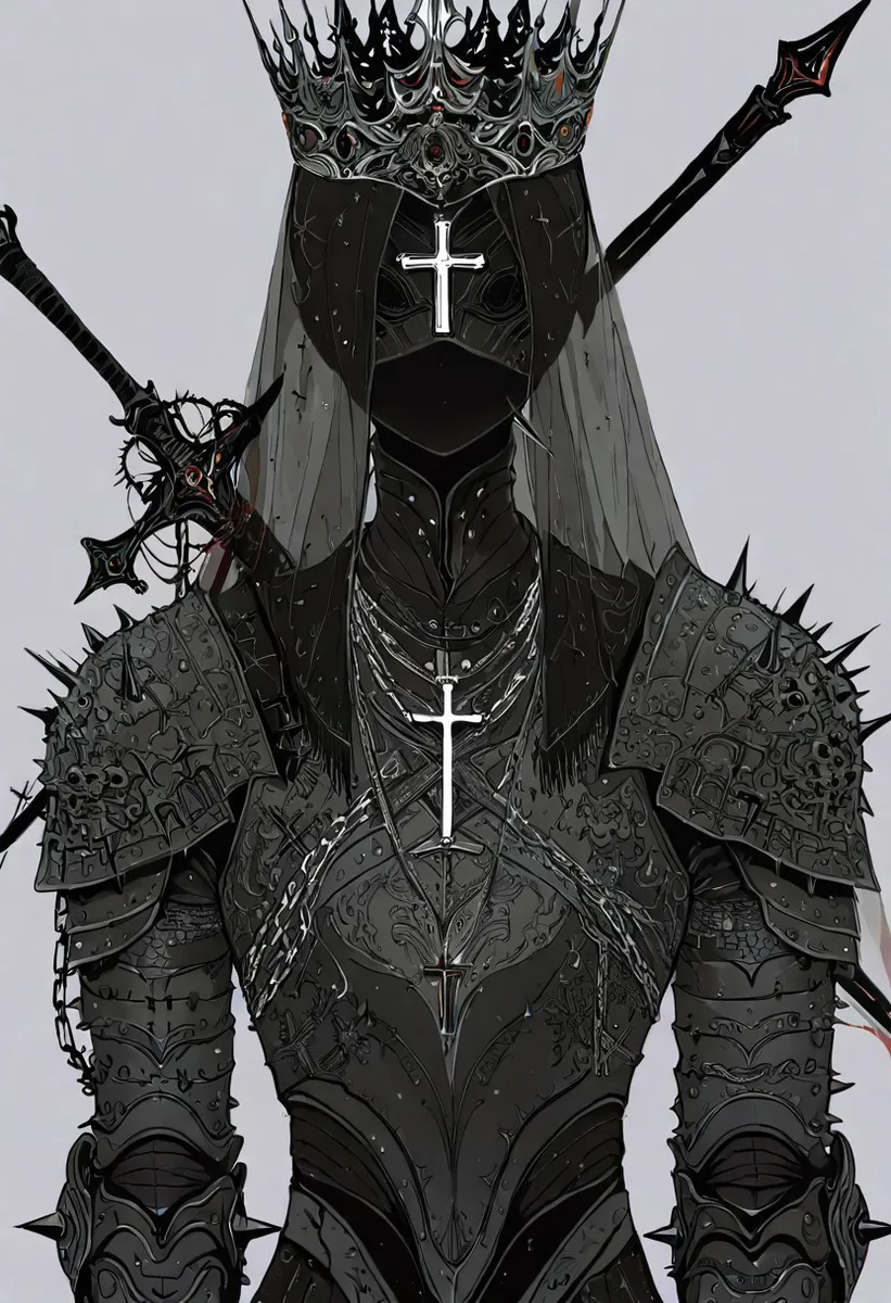 Dark Knight in Spiked Black Armor with Crown - AI Image Gallery | Diffus