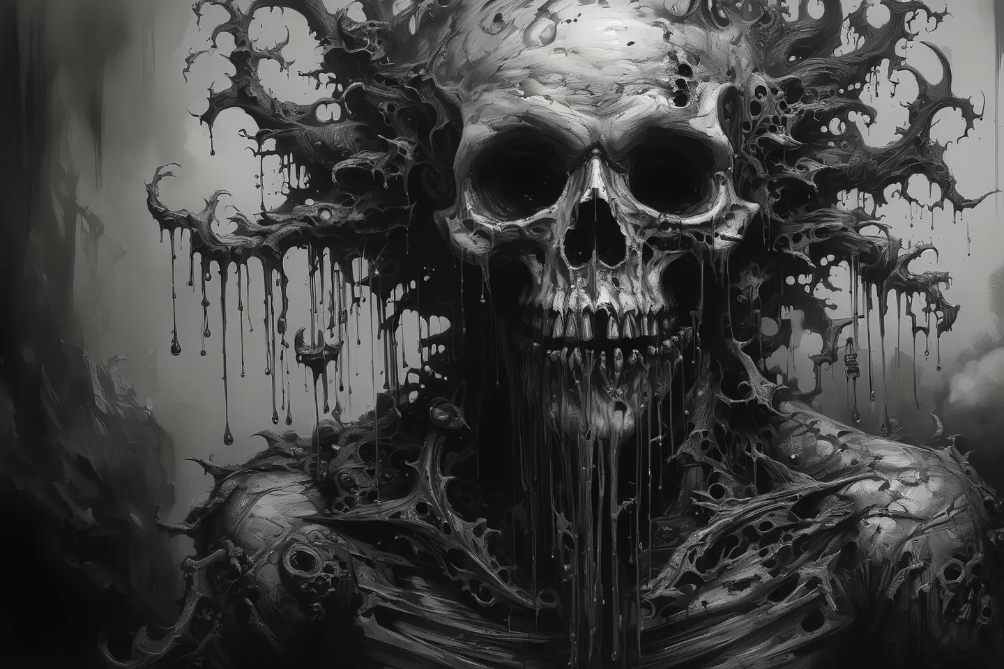 Gothic Skull Dripping in Toxic Waste Spill - AI Image Gallery | Diffus