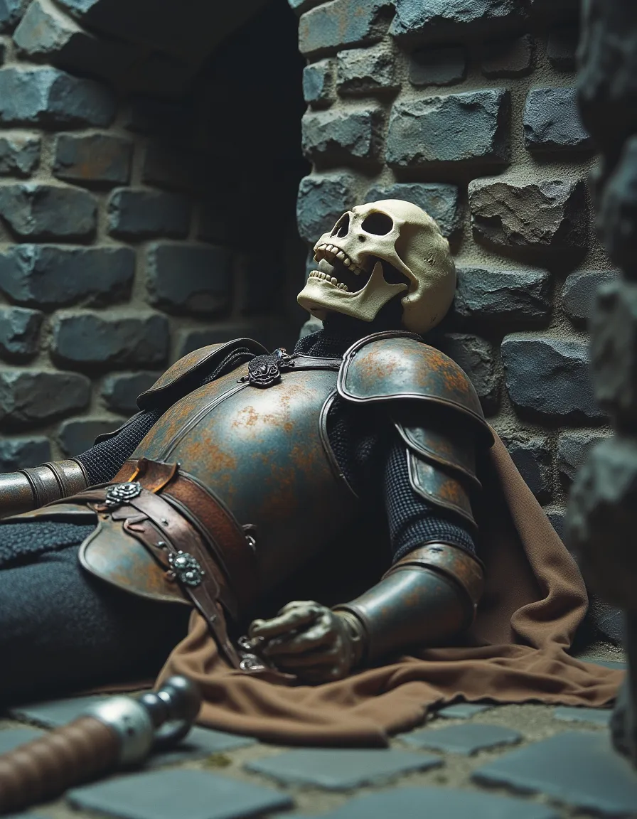 Knight Skeleton in Dungeon Wearing Rusty Armor - AI Image Gallery | Diffus