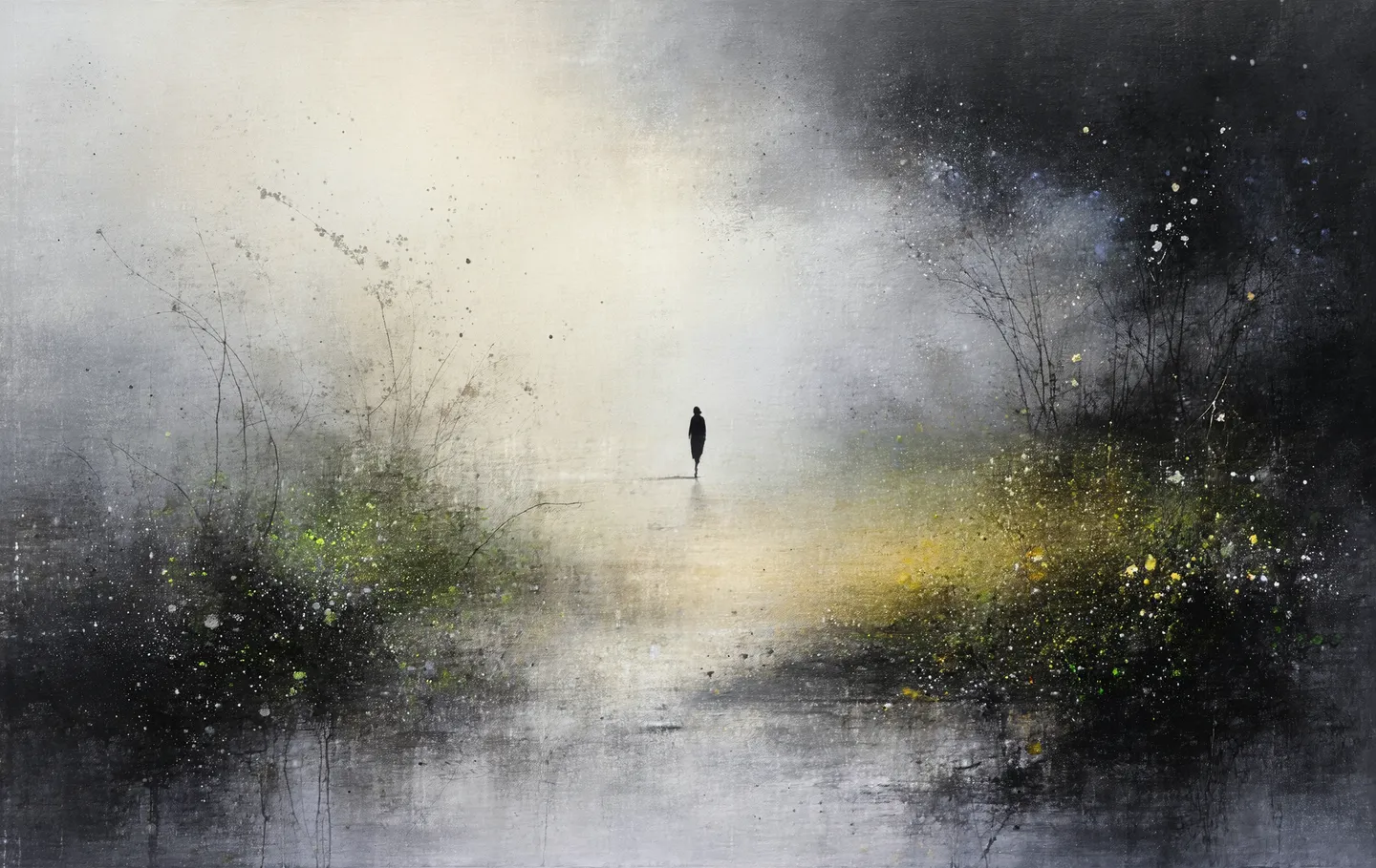 Prado Etéreo no Esquema Prata e Preto - Galeria de Imagens AI | Diffus