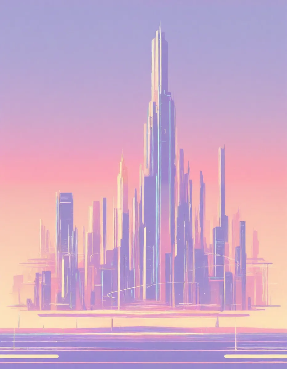 Sci-Fi Skyline with Gigantic Buildings at Sunset - AI Image Gallery ...