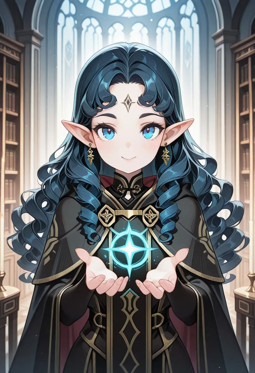 Female Elf Casting Magic in Arcane Library - AI Image Gallery | Diffus