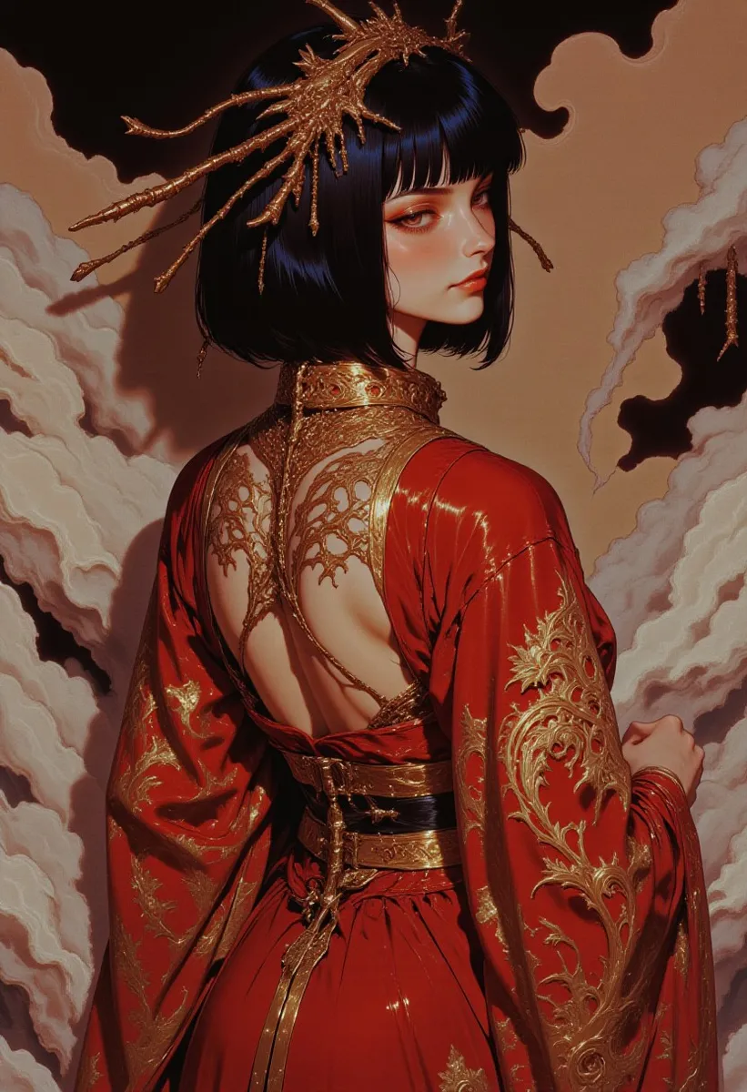 Japanese Kimono Fashion with Phoenix Tattoo - AI Image Gallery | Diffus