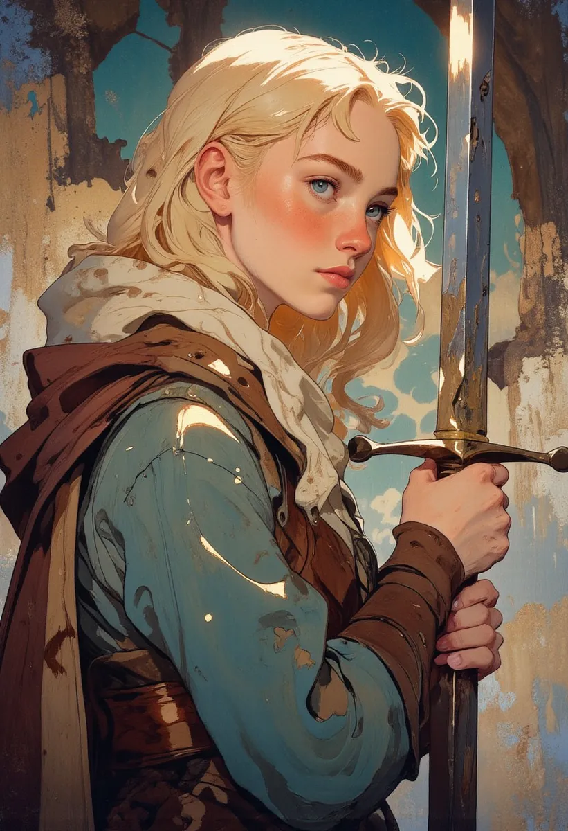 Eowyn Shield-Maiden in Rohan Medieval Garments - AI Image Gallery | Diffus