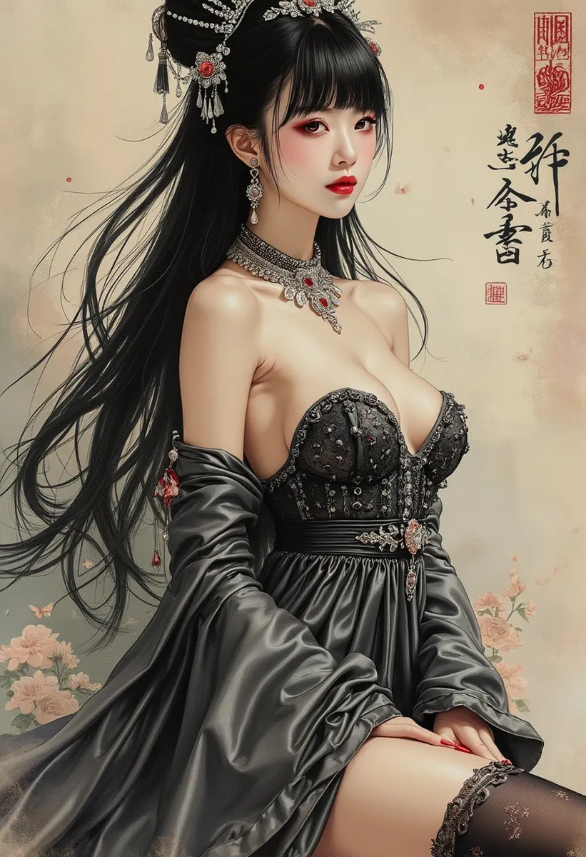 Oriental Princess in Silk Dress with Tiara - AI Image Gallery | Diffus