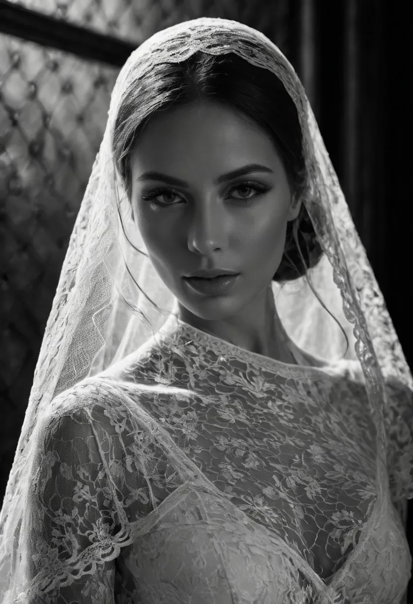 Black and White Woman with Transparent Lace Veil - AI Image Gallery ...