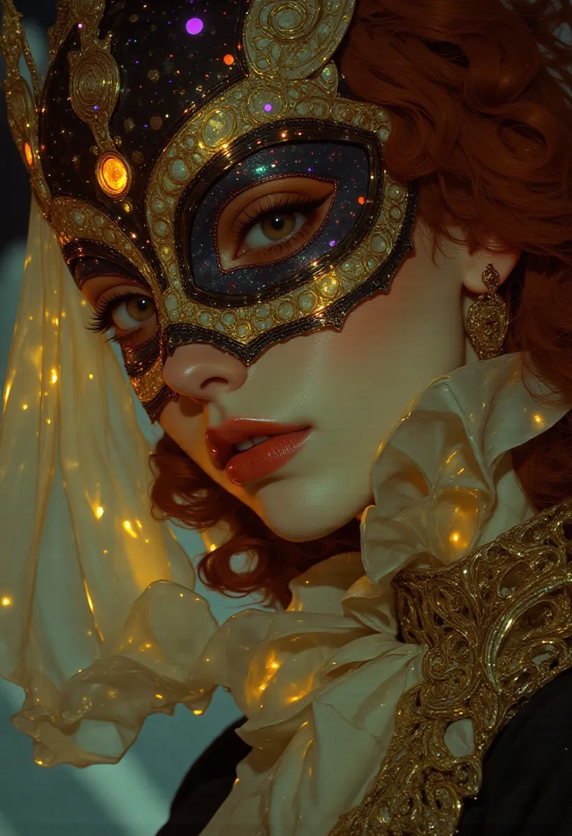 Jester Mask Woman Portrait with Golden Details - AI Image Gallery | Diffus