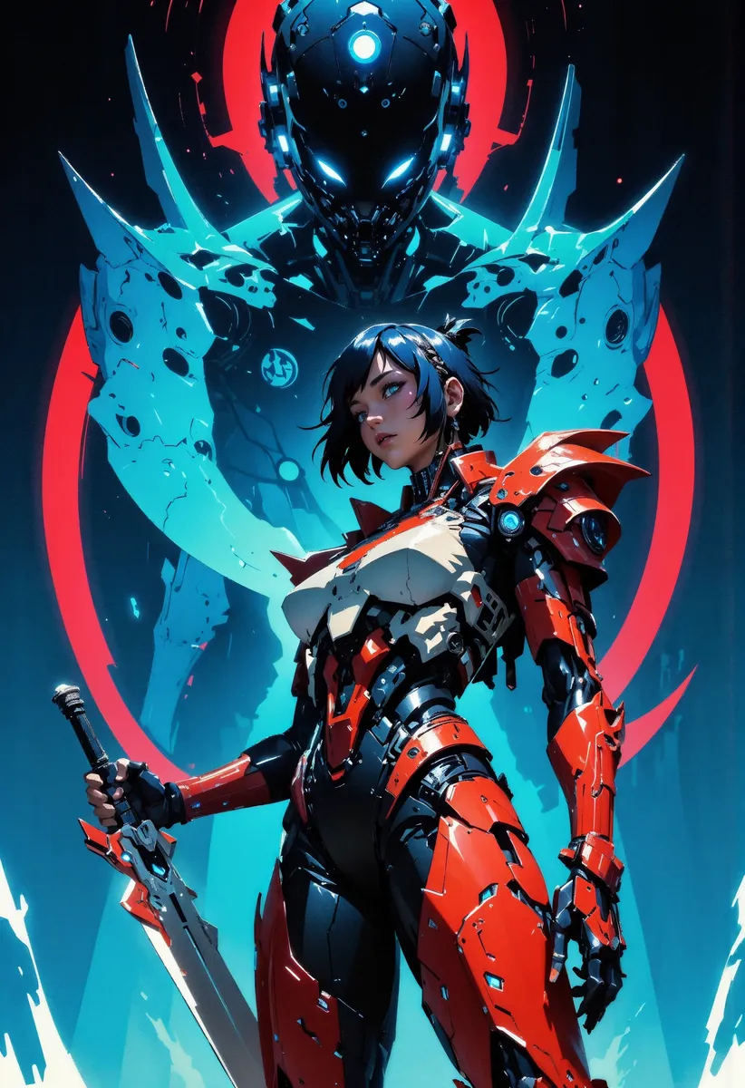 Female Warrior in Futuristic Cyber-Samurai Armor - AI Image Gallery ...