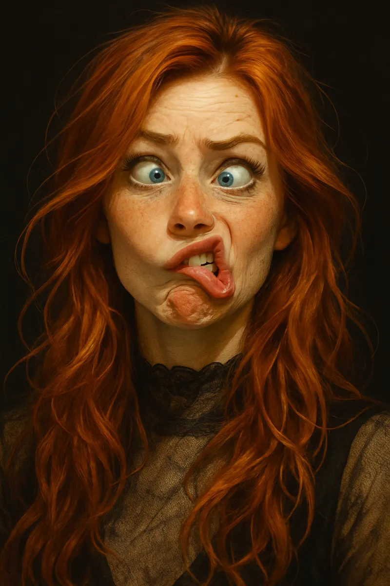 Red-Haired Woman’s Comic Divergent Gaze Portrait - AI Image Gallery ...