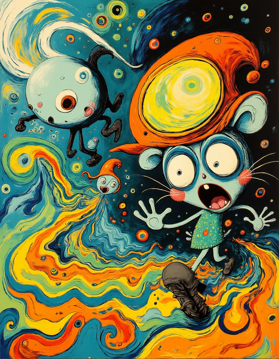 Expressionism Kybernetic Panda Escapes Skating Octopus - AI Image ...