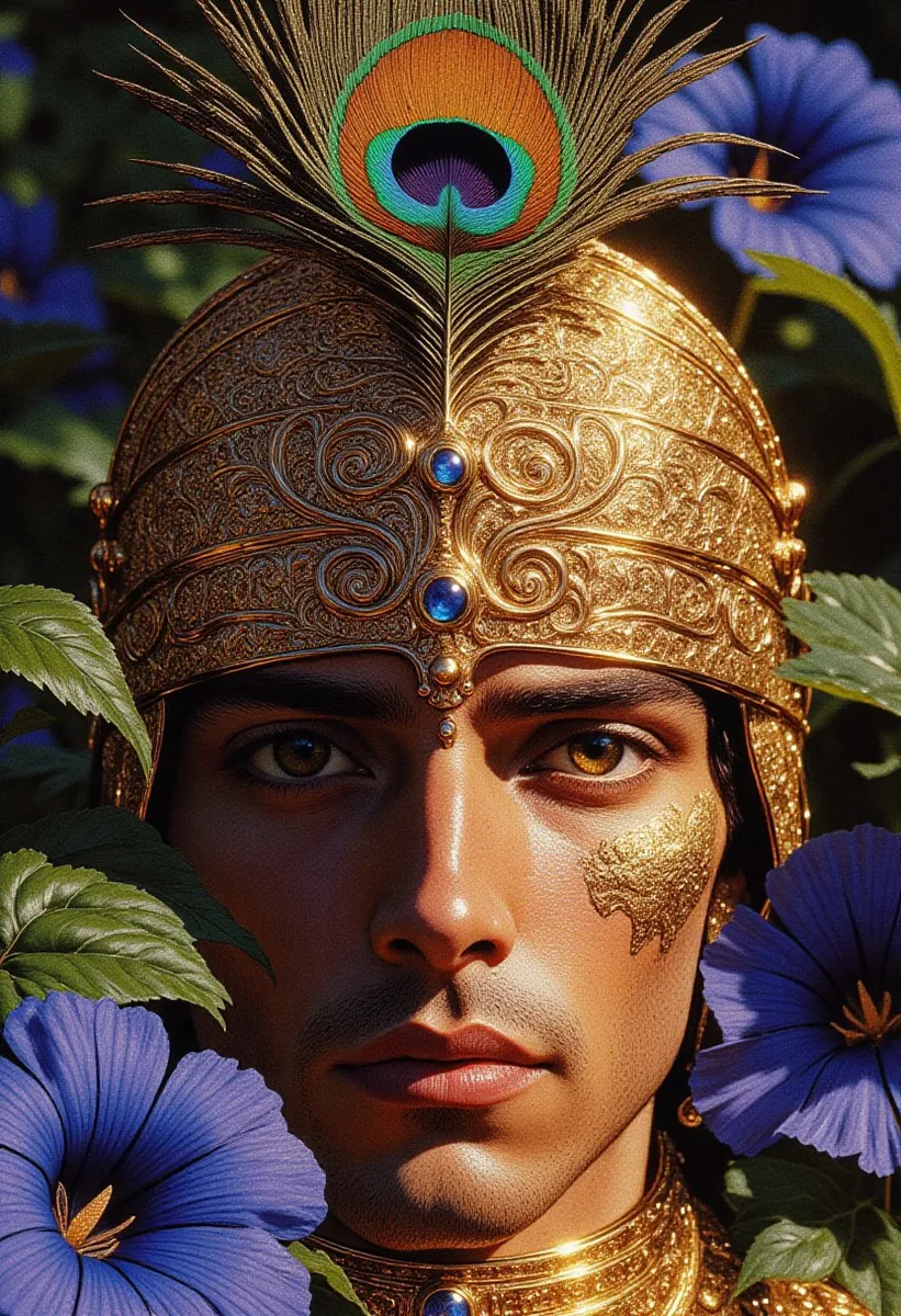 Golden Crown with Peacock Feather on Indian Prince - AI Image Gallery ...