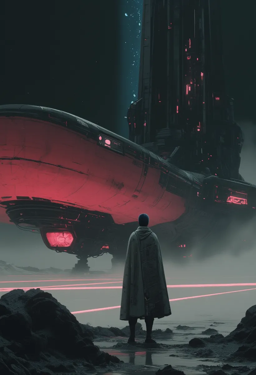 Cyberpunk Alien Spaceship and Dark Tower Scene - AI Image Gallery | Diffus